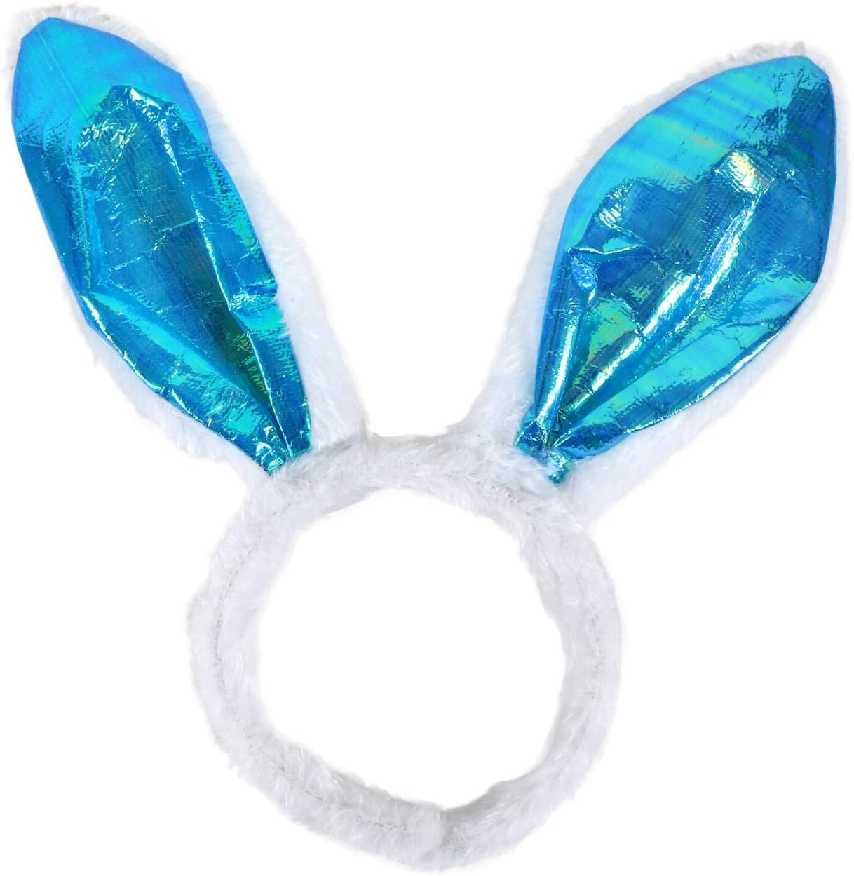 Amazon.com: JBBB Blue Plush Metallic Easter Bunny Ears Headbands Shiny ...