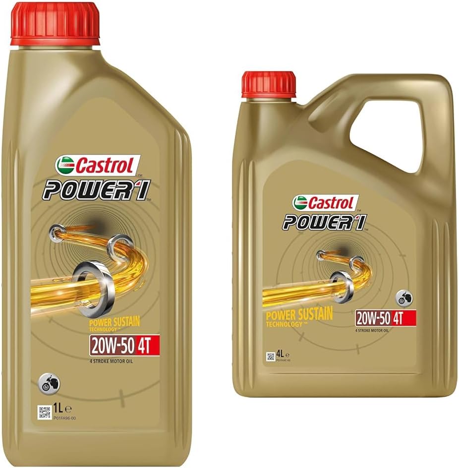 Castrol POWER1 4T 20W-50 Motorcycle Oil 1L + Castrol POWER1 4T 20W-50 ...