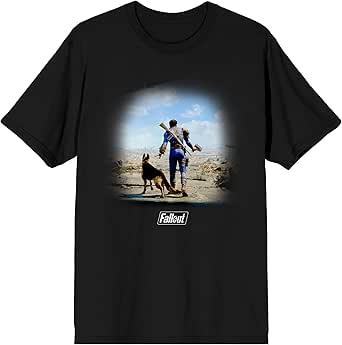 Amazon.com: Bioworld Fallout 4 Main Character and Dog Men’s Black T ...