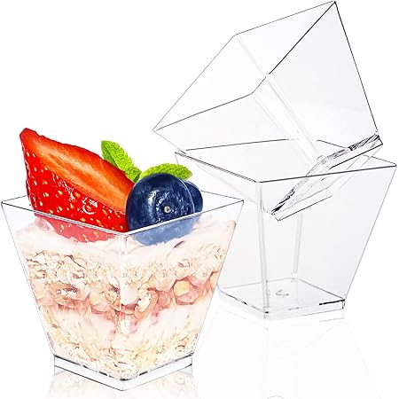 Amazon.com: Jnnzzggu 50Pcs Square Mini Plastic Dessert Cups,3.5Oz Clear ...
