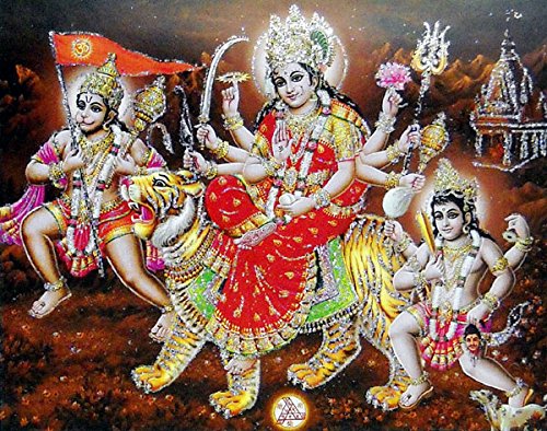 Goddess Durga with Lord Hanuman and Bhairav/Hindu Goddess Poster with ...