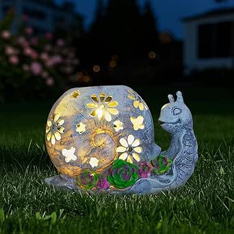 Viteenlight Snail Garden Outdoor Statue, Solar Snail Garden Decor ...