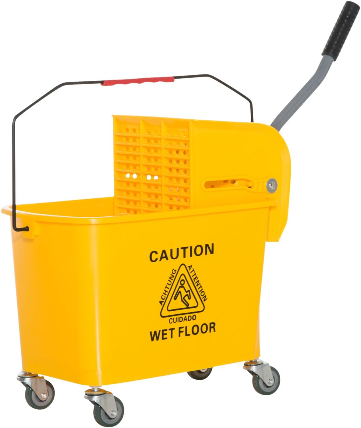 Amazon.com: HOMCOM 5 Gallon Rolling Janitorial Cleaning Mop Bucket ...