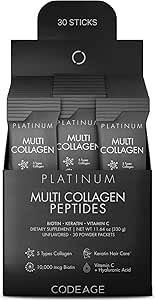 Amazon.com: Codeage Multi Collagen and Biotin 10,000 mcg + Vitamin C, B6 & D3, Keratin ...