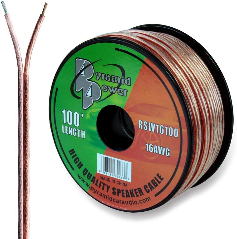 Amazon.com: PYRAMID 100ft 16 Gauge Speaker Zip Wire - Copper Cable in ...