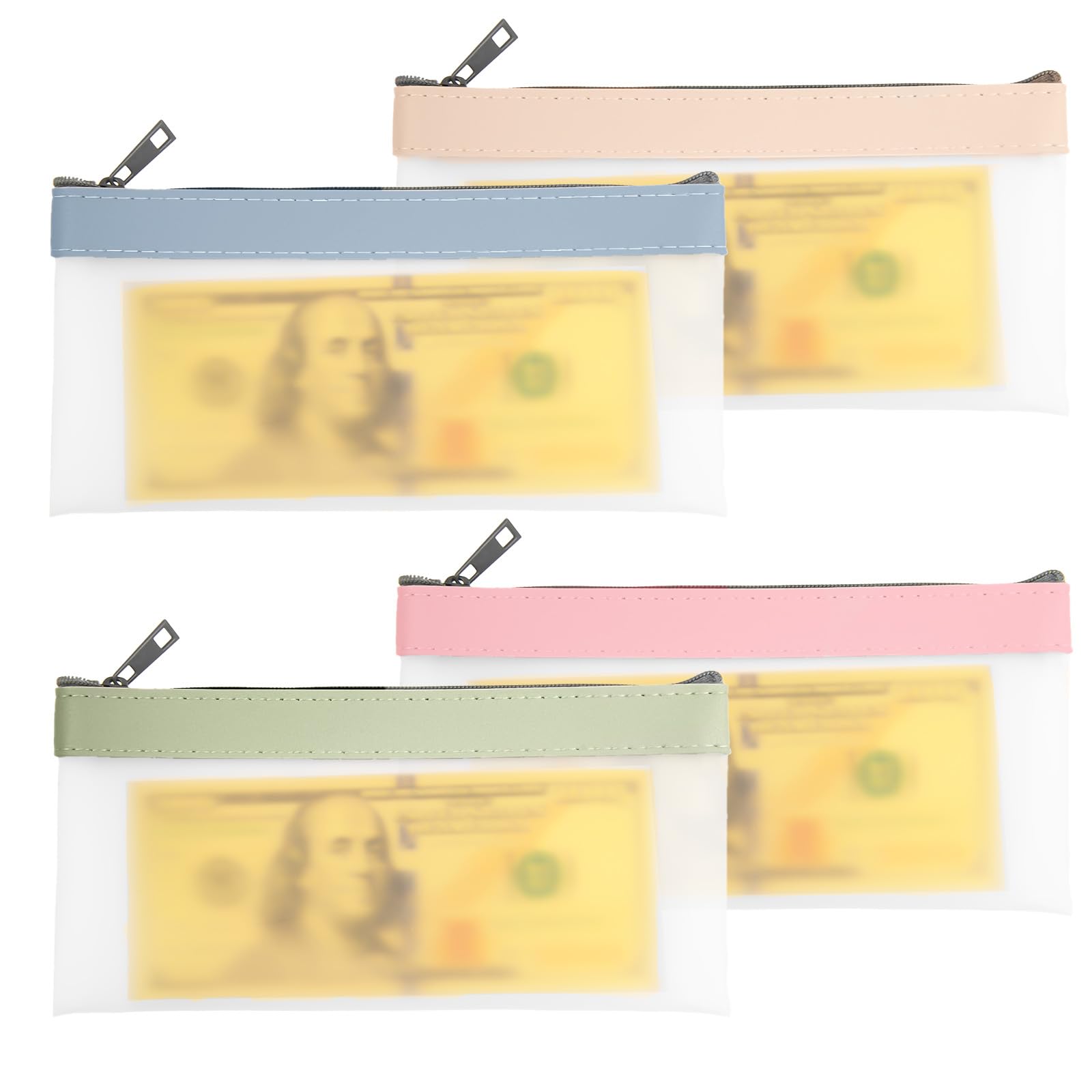 Amazon.com: 4 Pieces Money Bags With Zipper Clear Cash Envelopes 8.27× ...