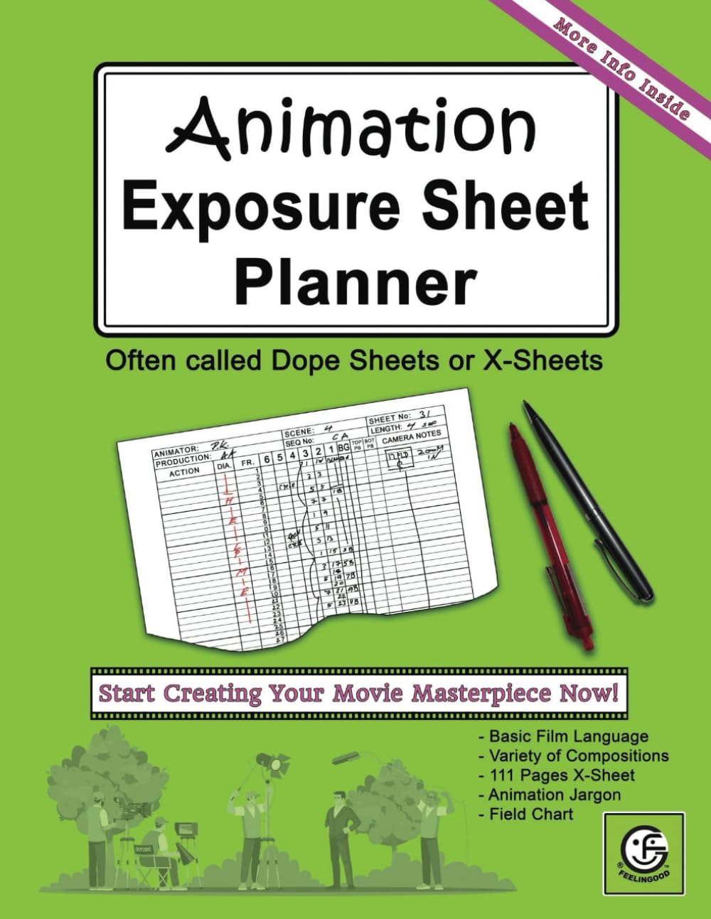 Animation Exposure Sheet Planner: Often called Dope Sheets or X-Sheets ...