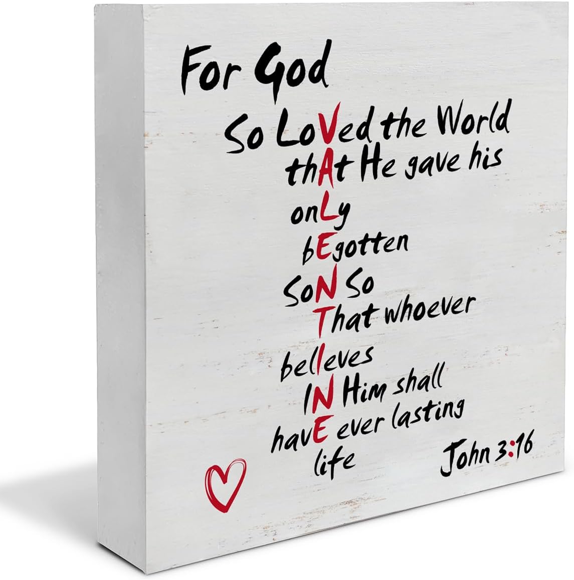 Amazon.com: Christian Valentines Decor, Rustic John 3:16 Bible Verse ...