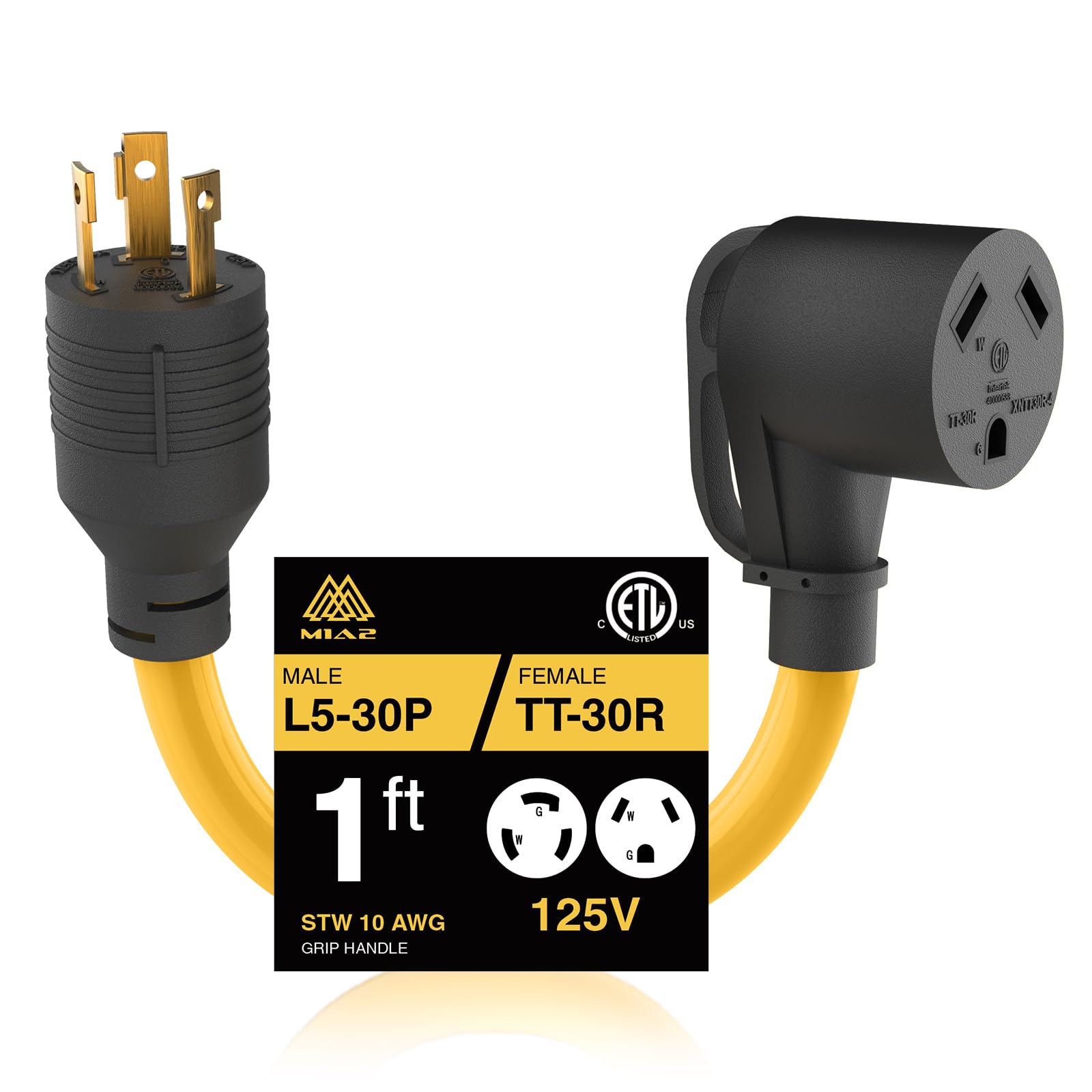 Amazon.com: 3 Prong 30 Amp Twist Lock Adapter, Generator to RV Adapter ...