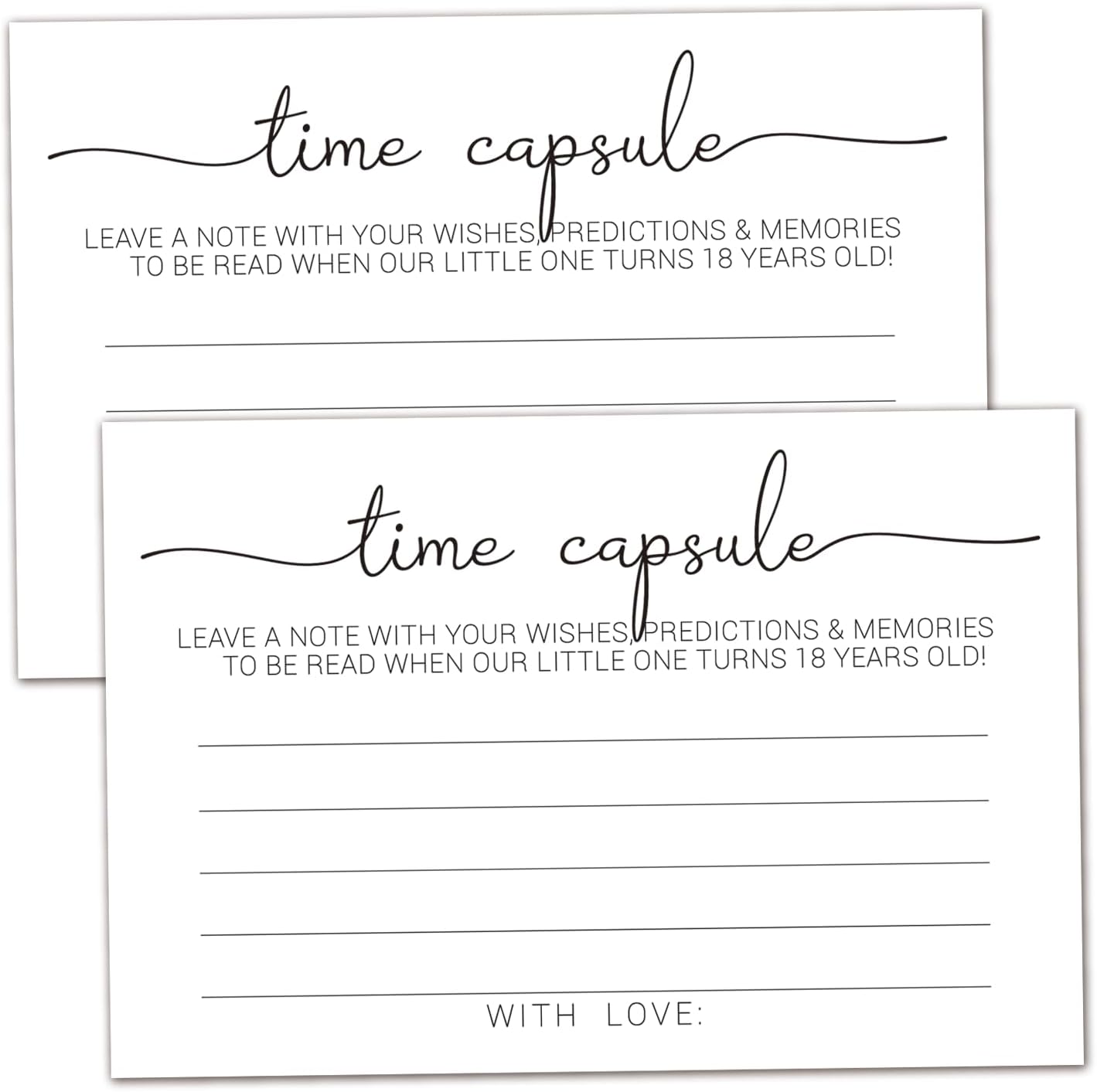 Amazon.com: 50 Time Capsule Cards for 1st Birthday or Baby Shower Game ...