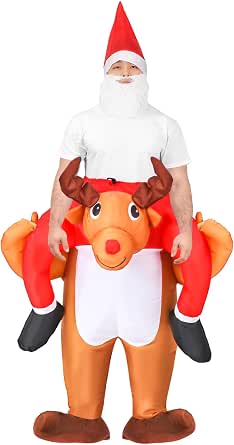 Amazon.com: KABOER Christmas Inflatable Santa Riding Reindeer Costume ...