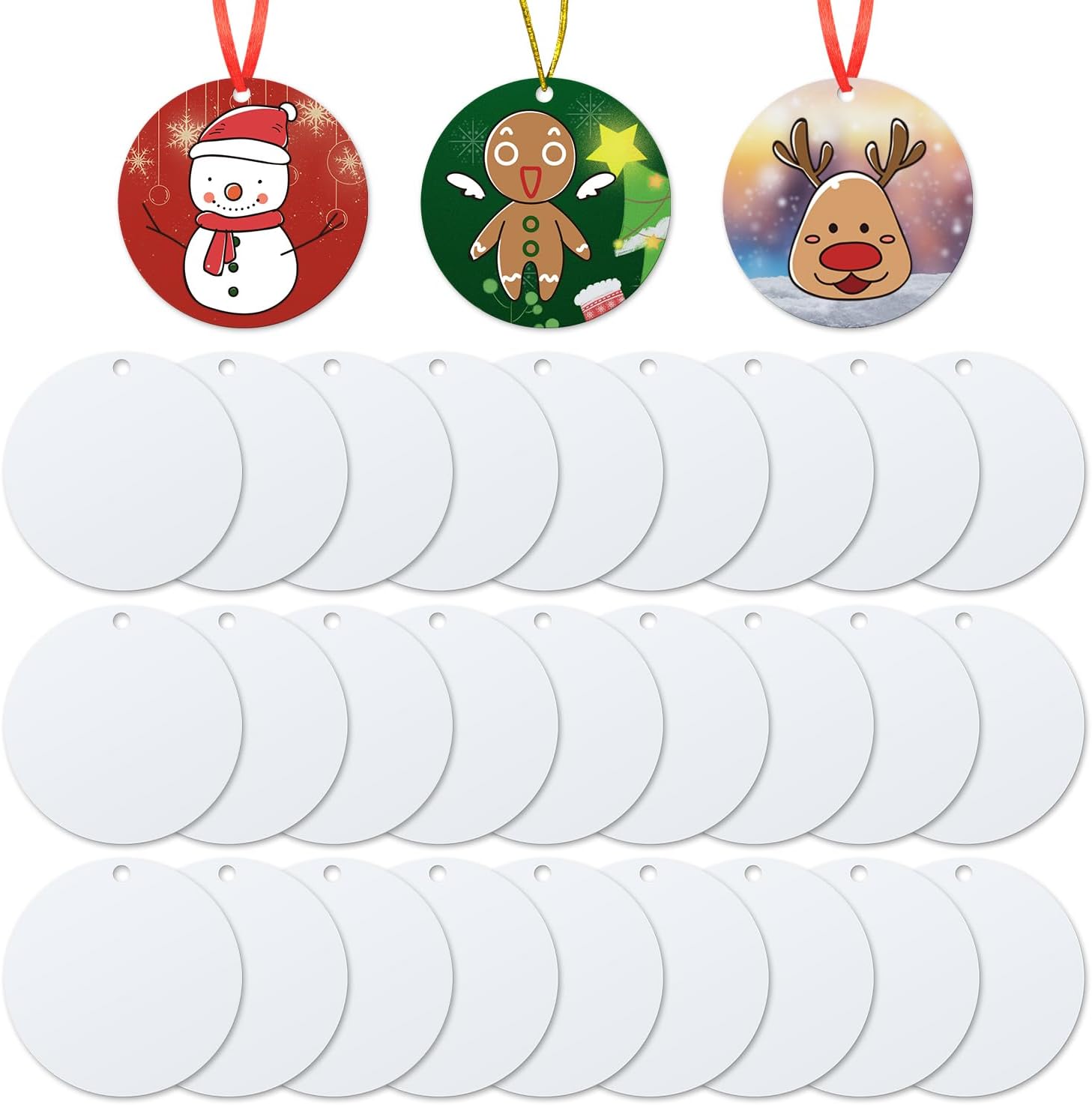 Amazon.com: 30pcs Sublimation Ornament Blanks, 3 inch Round MDF ...