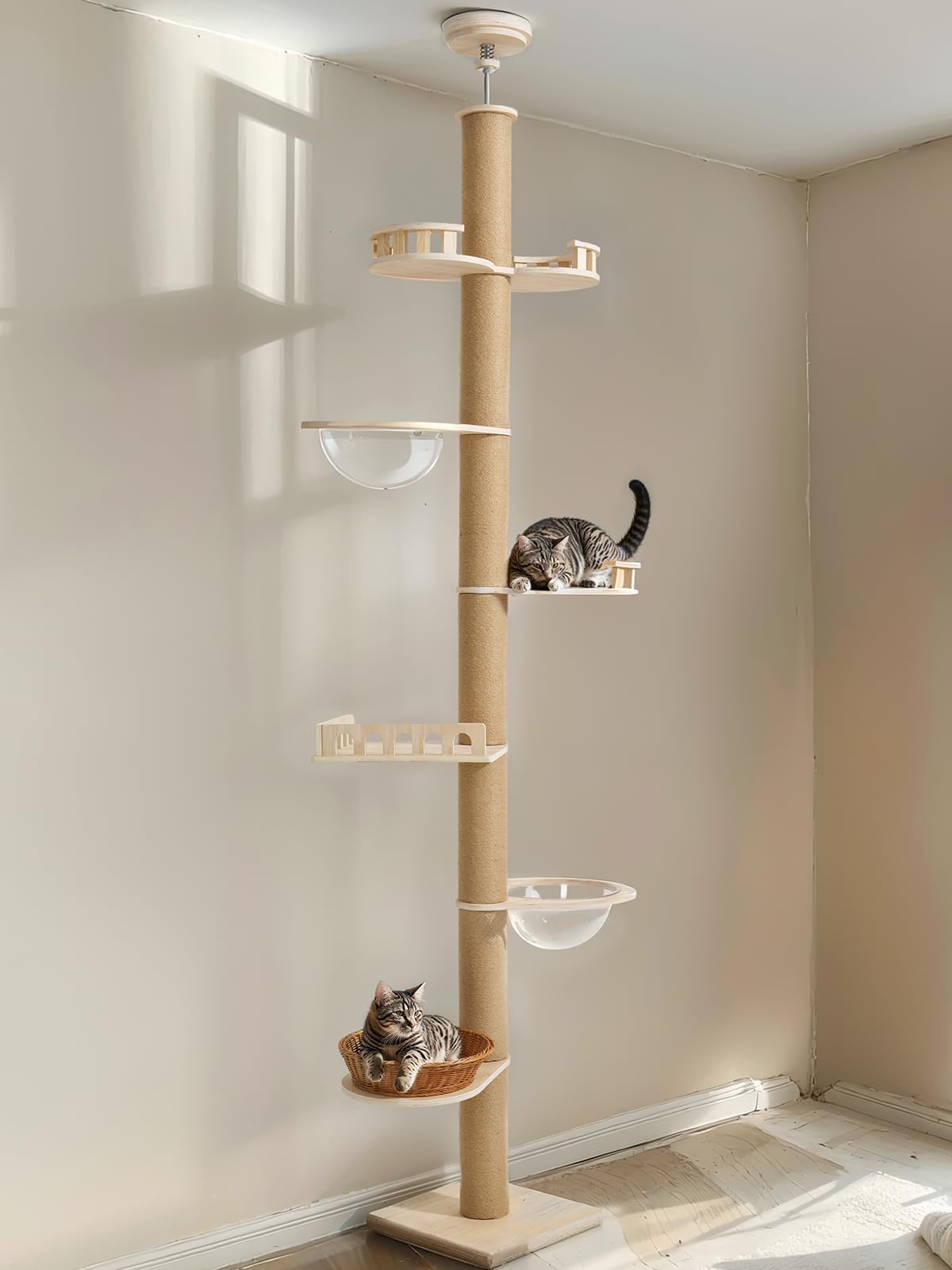 Amazon.com : Floor to Ceiling cat Tree - Adjustable Height (95-98in,104 ...