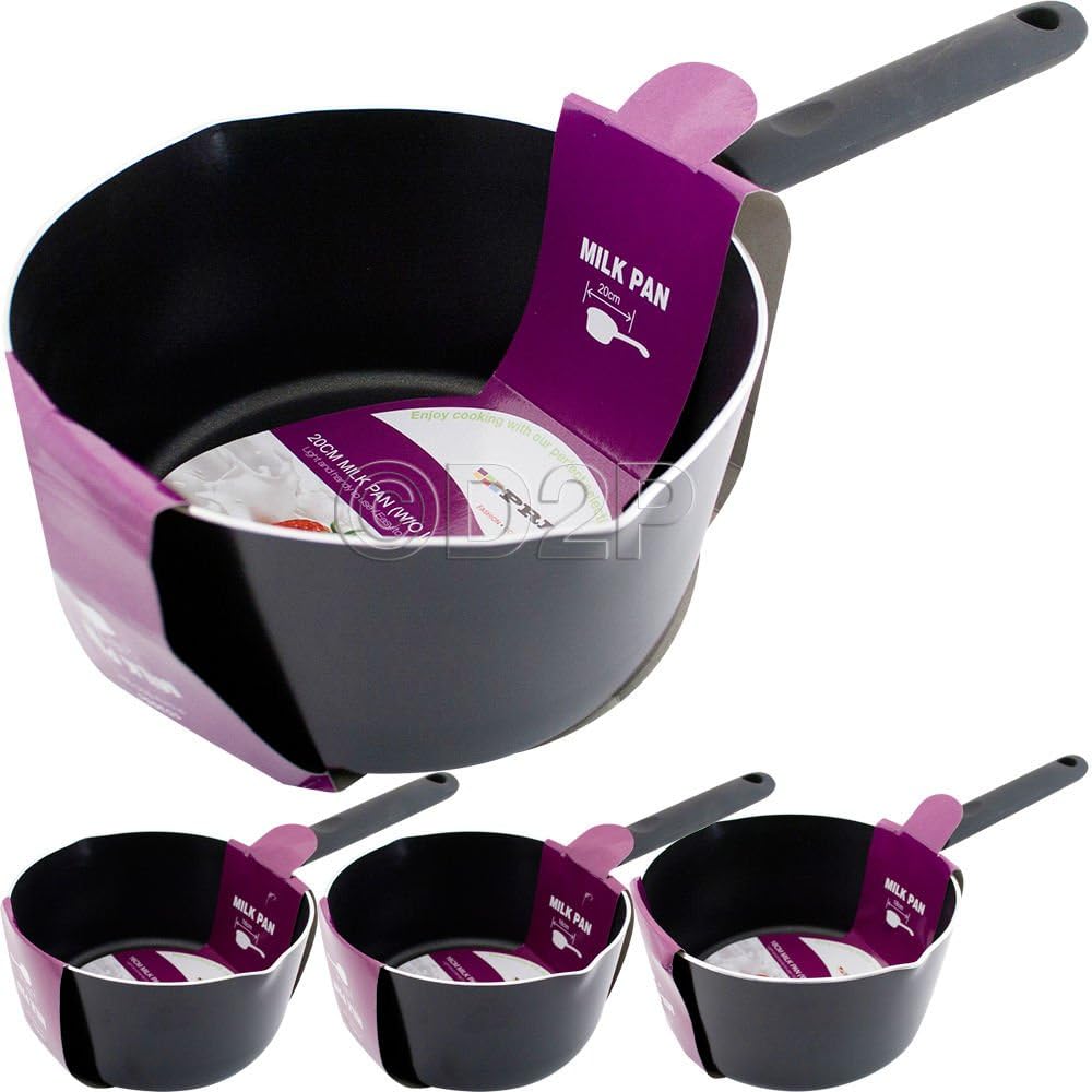 14cm 1L Non Stick Milk Pan - Cookware Black Stir Kitchen Wooden Handle ...