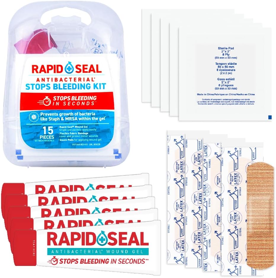 Amazon.com: Rapid Seal 15pc Hemostatic First Aid Wound Care Kit | Stops ...