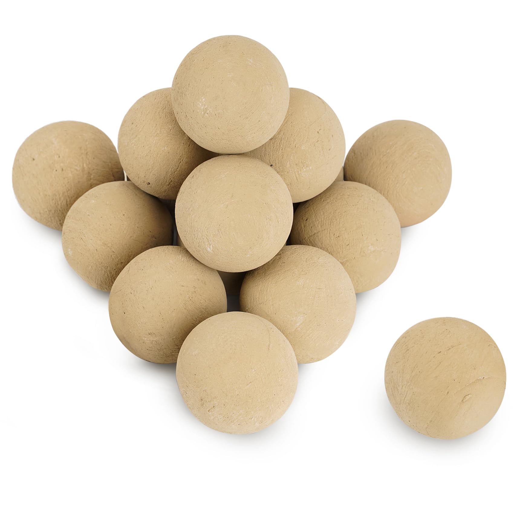 Snapklik.com : 3" Ceramic Fire Pit Balls, Set Of 15 Round Beige Fire ...