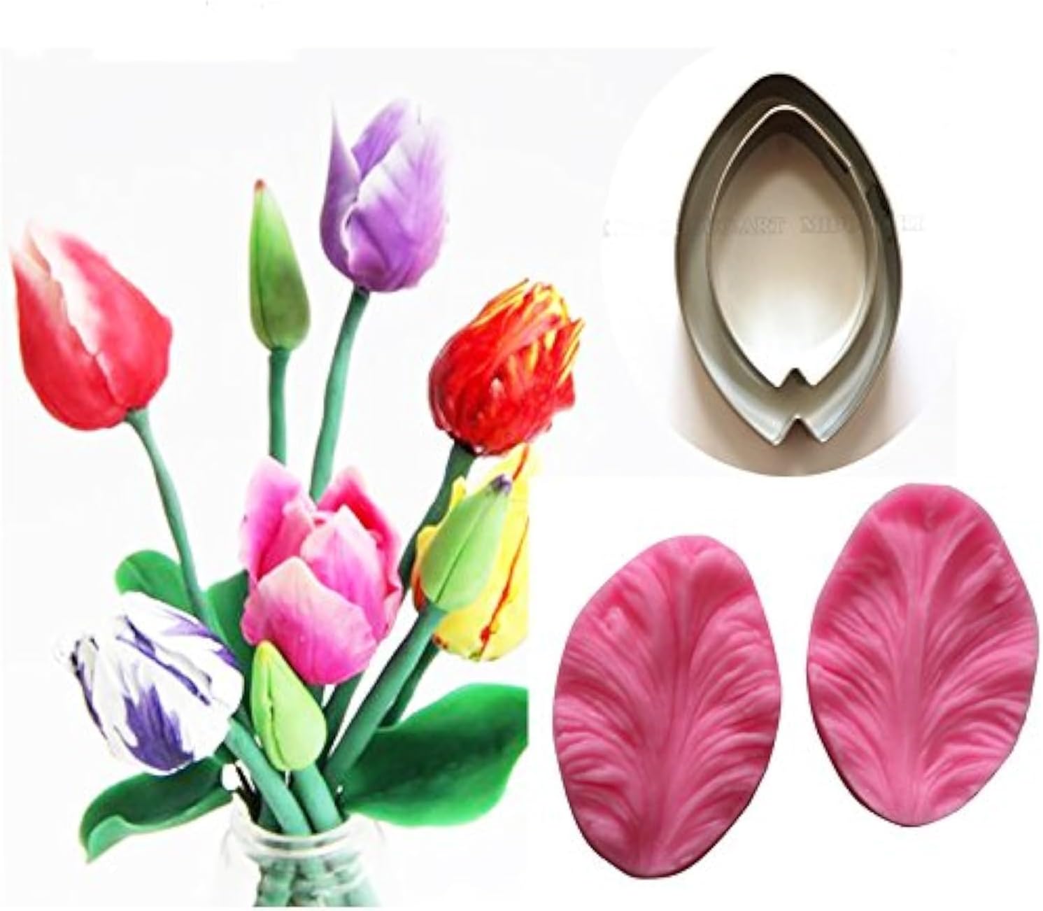 Amazon.com: Carunke Tulips petal Veiner and cutter Silicone Flowers ...