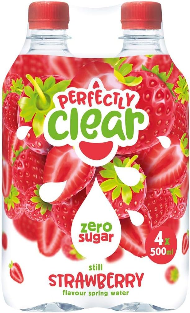 Perfectly Clear Flavoured Spring Water 4 x 500ml (Strawberry, 6 ...