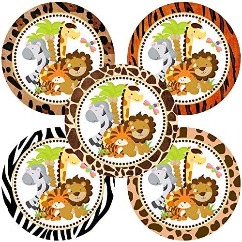 Amazon.com: Jungle Safari Animals Sticker Labels by Adore By Nat - Boy ...