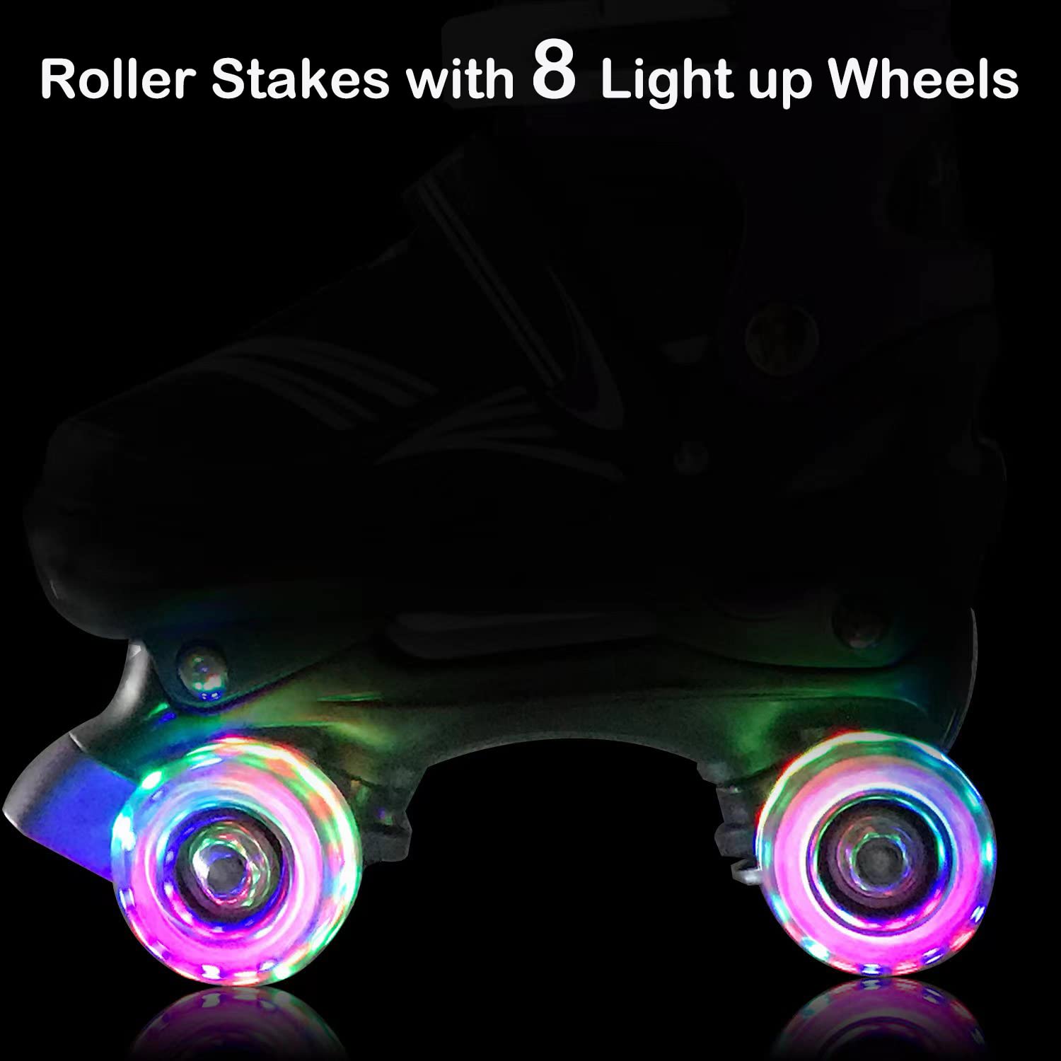 Snapklik.com : Rainbow Unicorn 4 Size Adjustable Light Up Roller Skates ...
