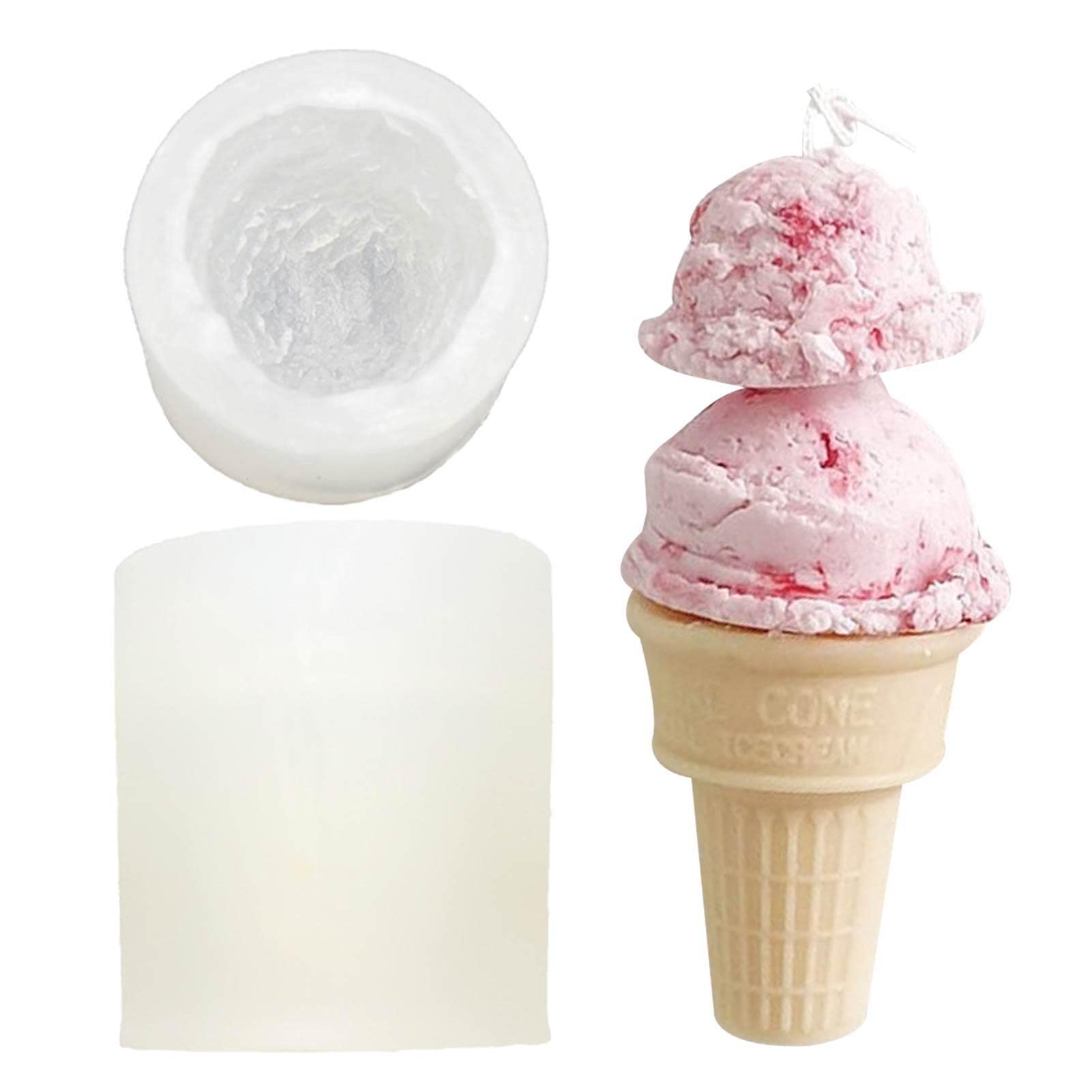 Amazon.com: 2 Pack Silicone Ice Cream Molds, 3D Ice Cream Soap Candle ...