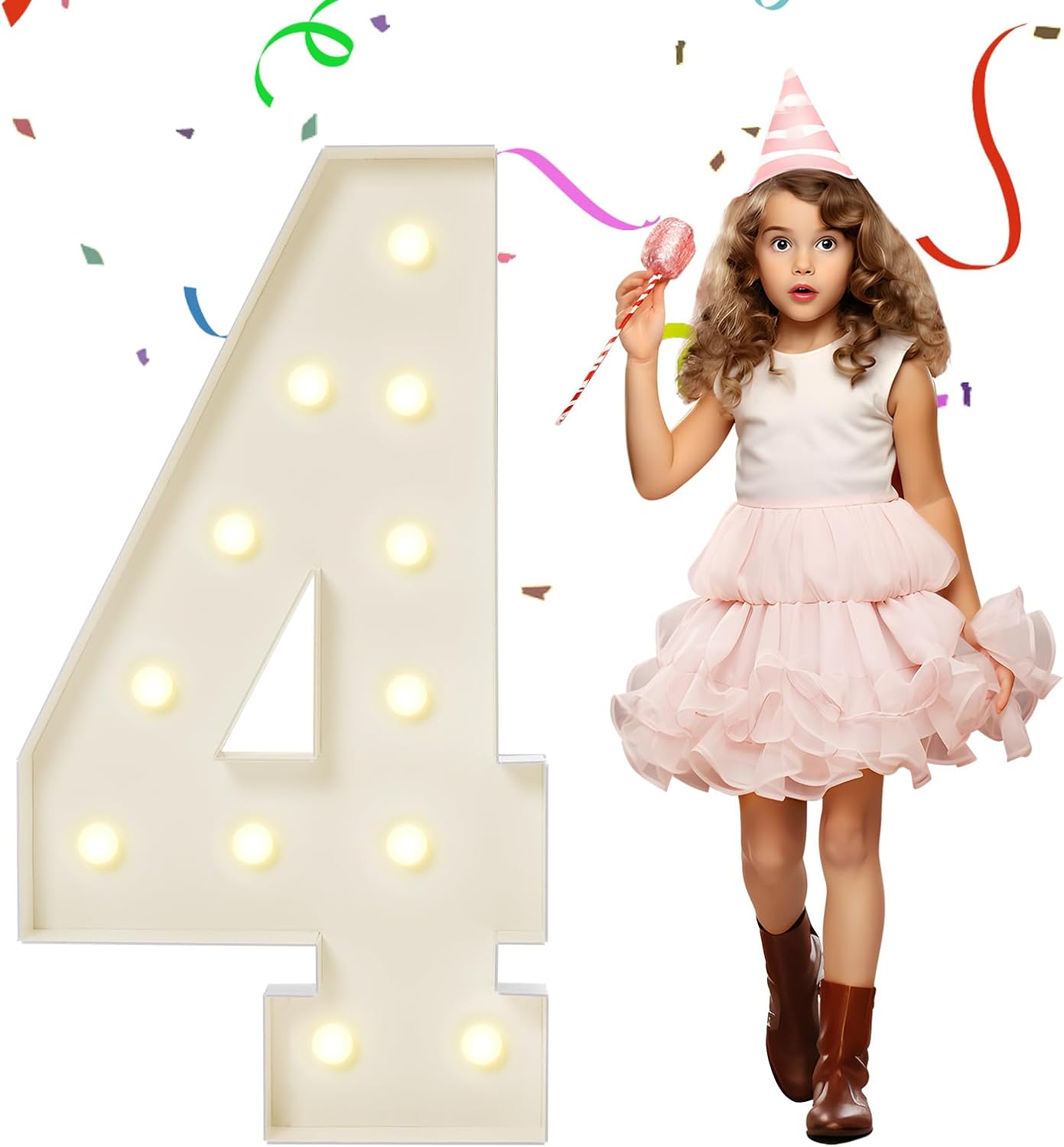 Amazon.com: eufony 4FT Marquee Numbers, Large Light Up Numbers 4 for ...
