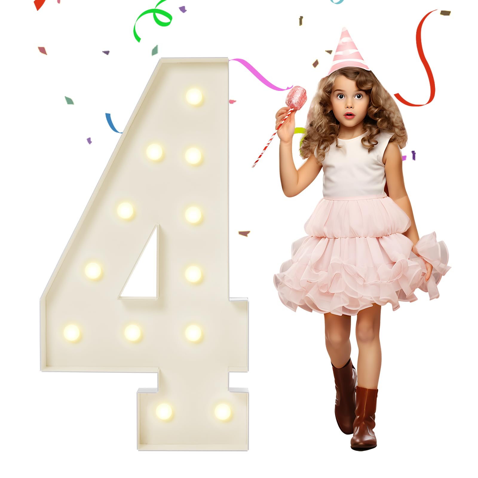 Amazon.com: eufony 4FT Marquee Numbers, Large Light Up Numbers 4 for ...