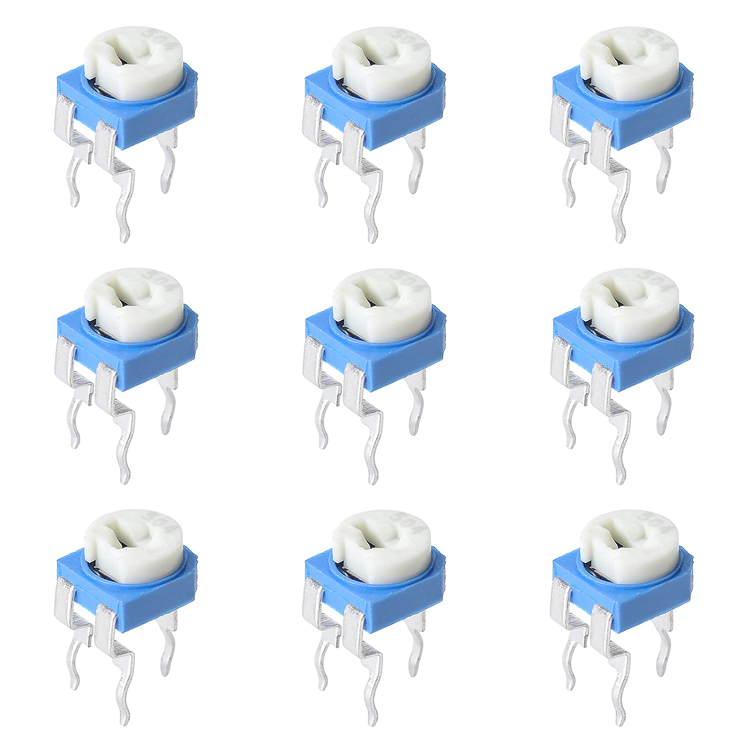 Buy 100Pcs 500K Ohm Blue White Horizontal Trimmer Resistor ...