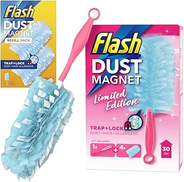Flash Duster Dust Magnet Trap & Lock Starter Kit 5pc plus Extra refills ...