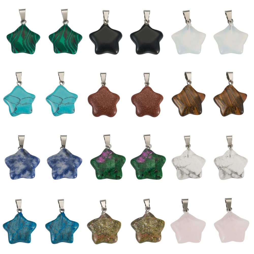 Amazon.com: FASHEWELRY 24pcs Star Shaped Stone Pendants 12 Styles ...