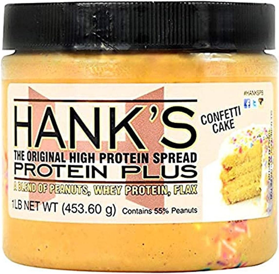 Amazon.com : Hank's Protein Plus Peanut Butter Protein Spread, Confetti ...