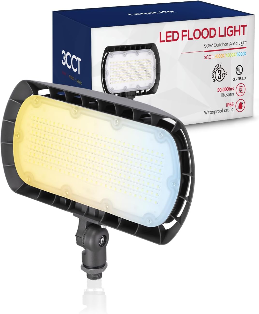 LEONLITE 3CCT LED Flood Light, 90W/70W/50W Selectable, Adjustable Flood ...