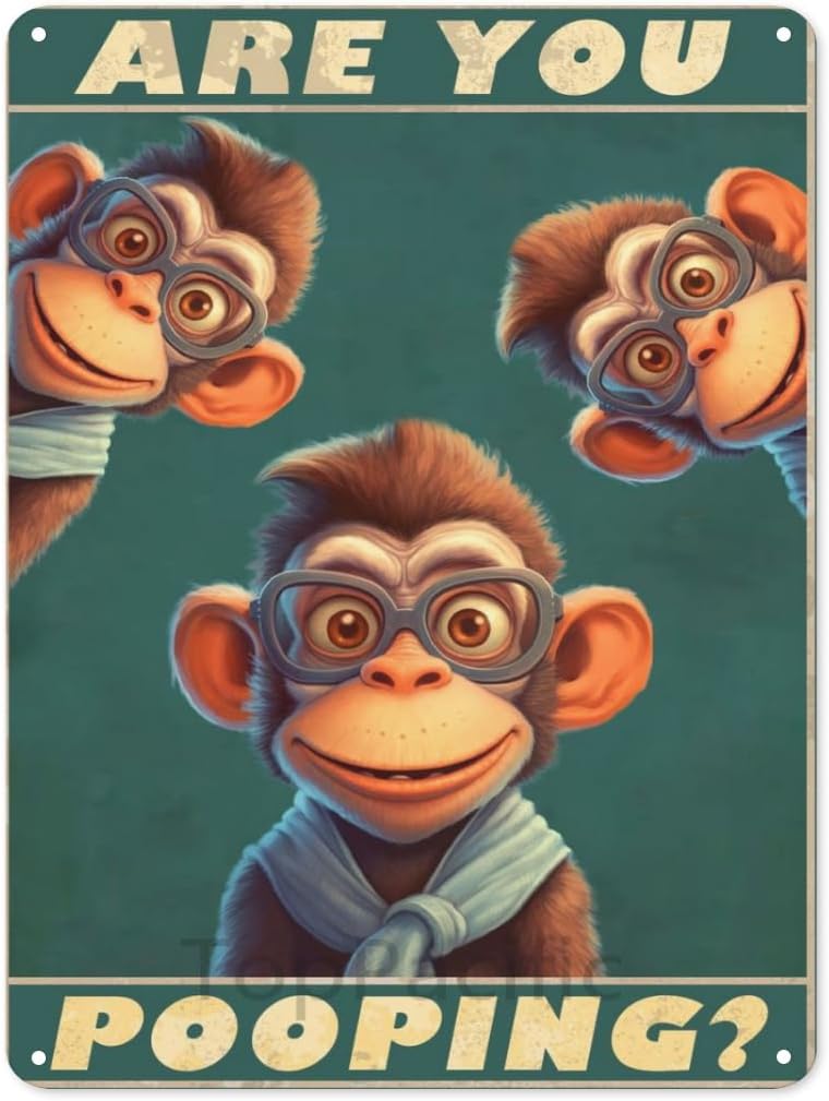 Amazon.com: TopPacific Metal Sign Border Monkey Are You Pooping Sign ...