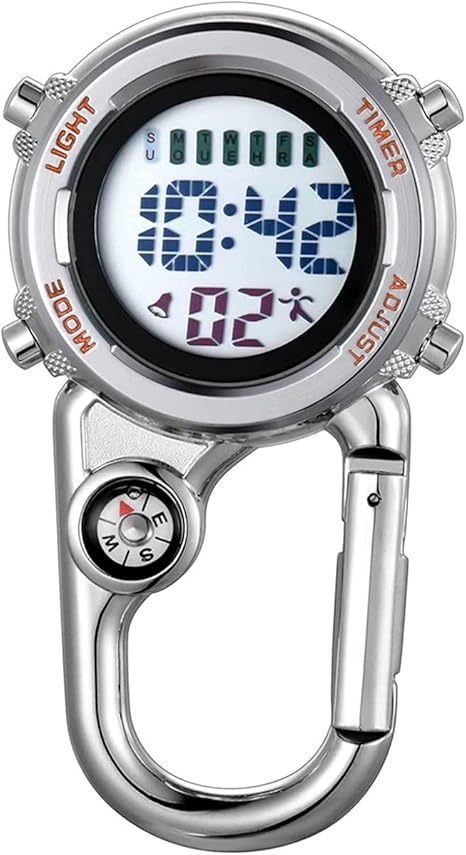 Carabiner Digital Watch Multifunctional Luminous Clip on Fob Carabiner ...
