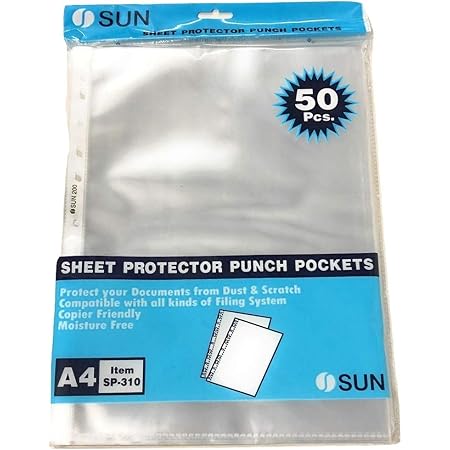 TULMAN 50Pcs Transparent A4 Size Document Sleeves 150 Micron Thickness ...