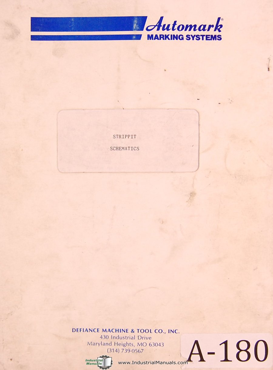 Automark Marking Systems, Strippit Schematics Manual: Automark Marking ...