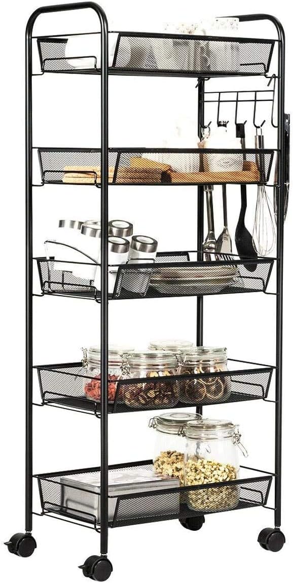 VR7 5 Tier Rolling Utility Storage Trolley Cart on Wheels Craft Toy ...