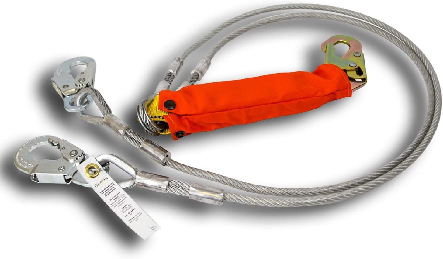 Guardian Fall Protection 01246 6-Foot Double Leg Coated Cable Lanyard ...