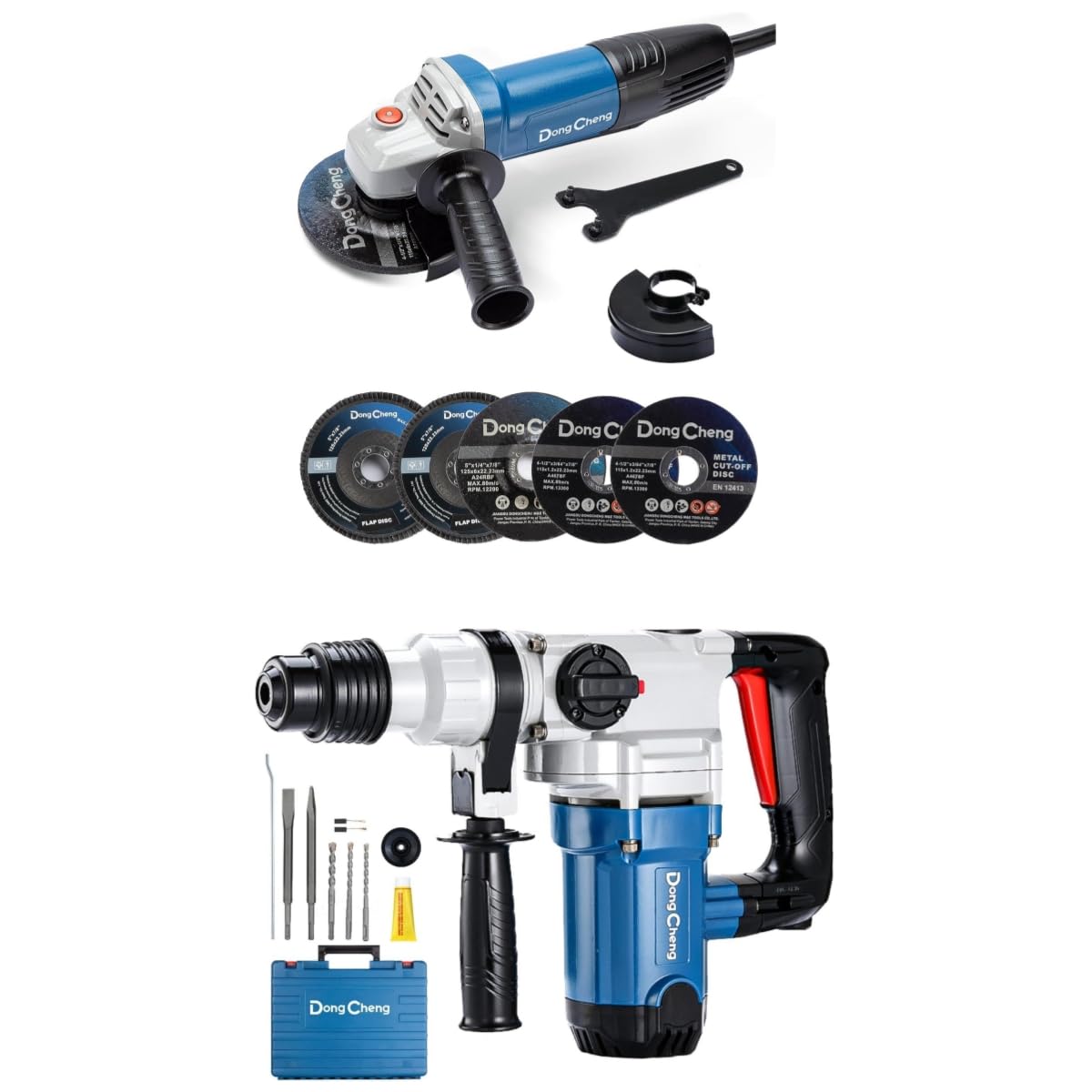 DongCheng Angle Grinder 4-1/2 inch 6.7-Amp and 1-1/8 Inch SDS-Plus ...