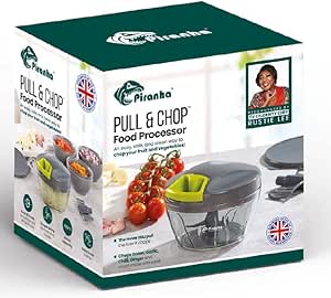 PIRANHA Pull & Chop Mini Food Processor, Multi-Function Manual Food Processors & Hand Chopper ...
