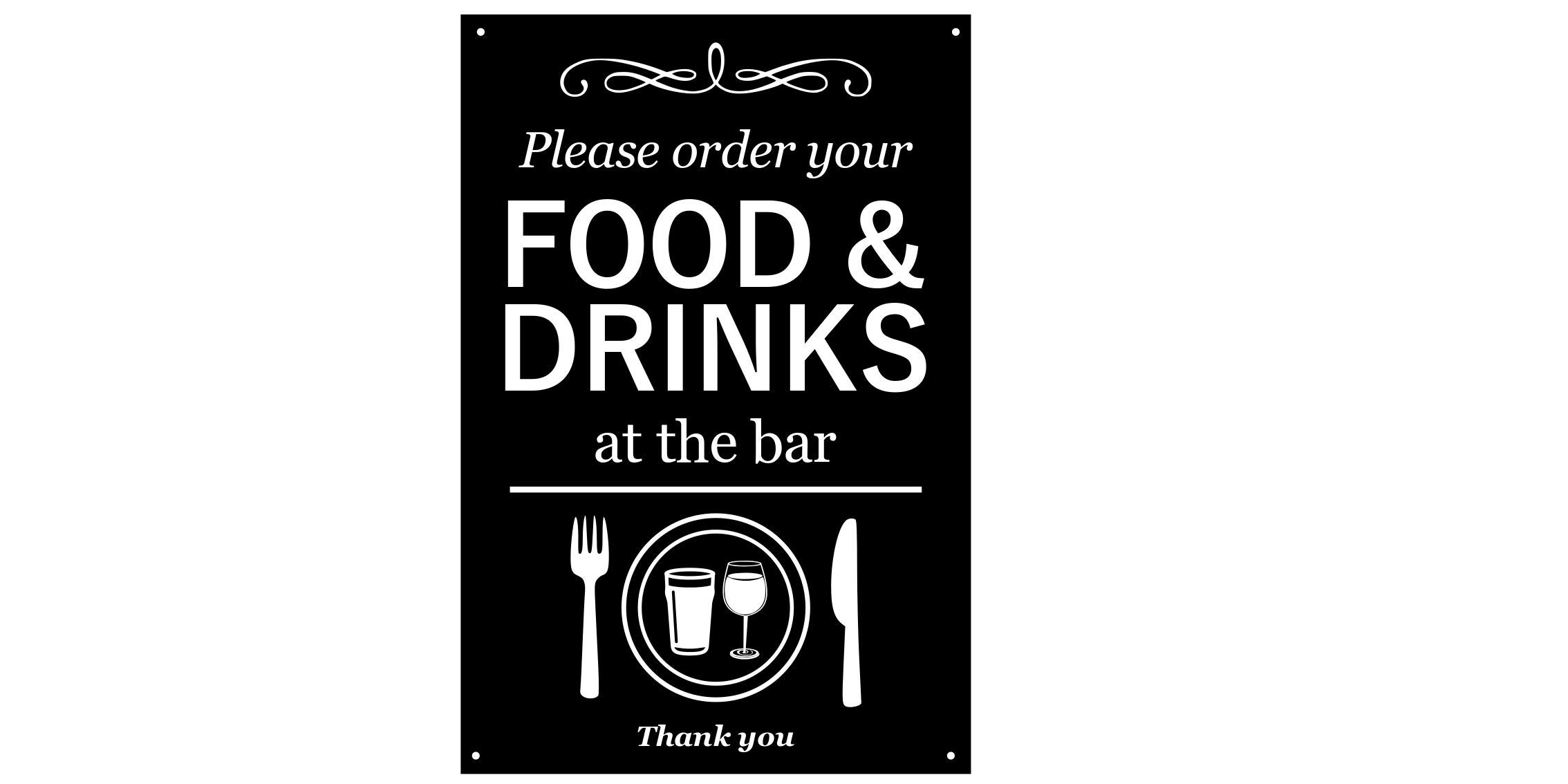 Weatherproof Please Order Food And Drinks At The Bar Sign | Desertcart ...