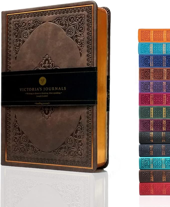 Amazon.com : VICTORIA'S JOURNALS Leatherette Vintage Journal Hard Cover ...