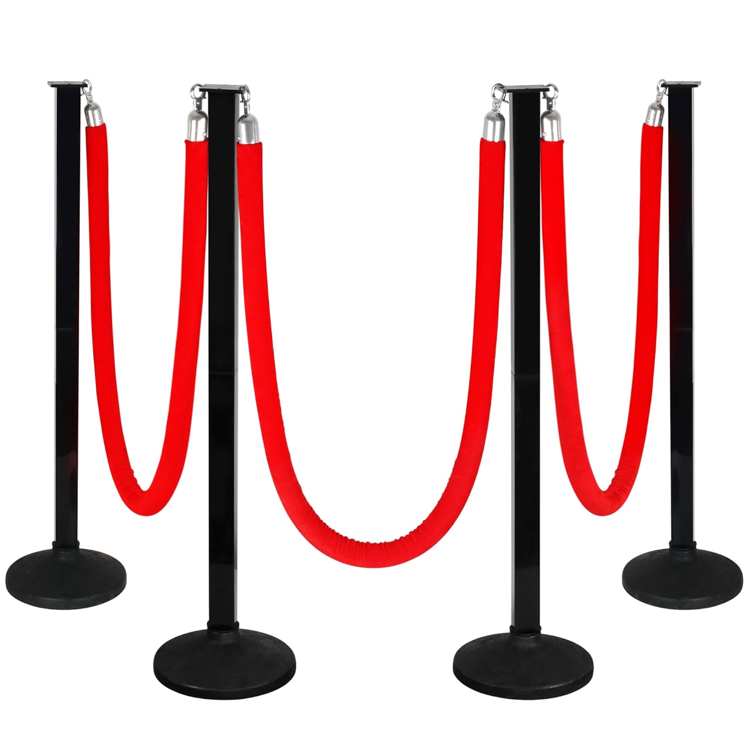 4 Pack Stanchions Post with Velvet Rope, Crowd Control Stanchions ...