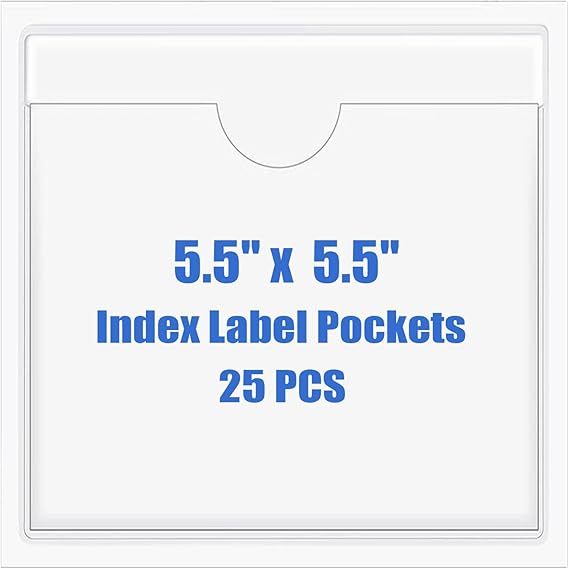 Amazon.com : Origin-Joy 25 PCS Self-Adhesive Index Label Pockets, Clear ...