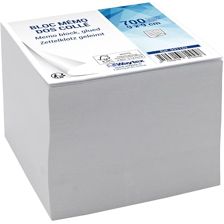 Bright Ideas White Paper Note Block Refill, White, 9cm x 9cm Sheet Cube ...