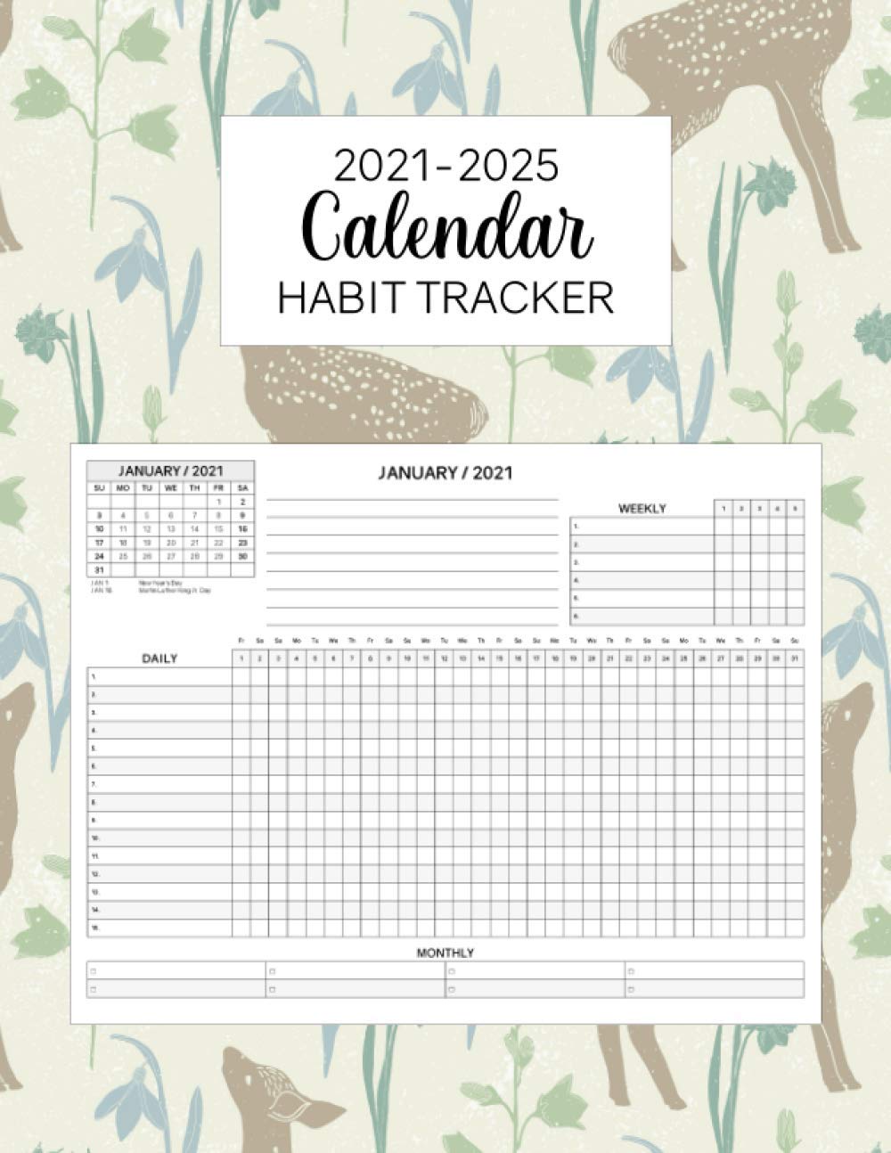 Buy 2021-2025 Habit Tracker: Five Years Daily Weekly and Monthly Habit ...