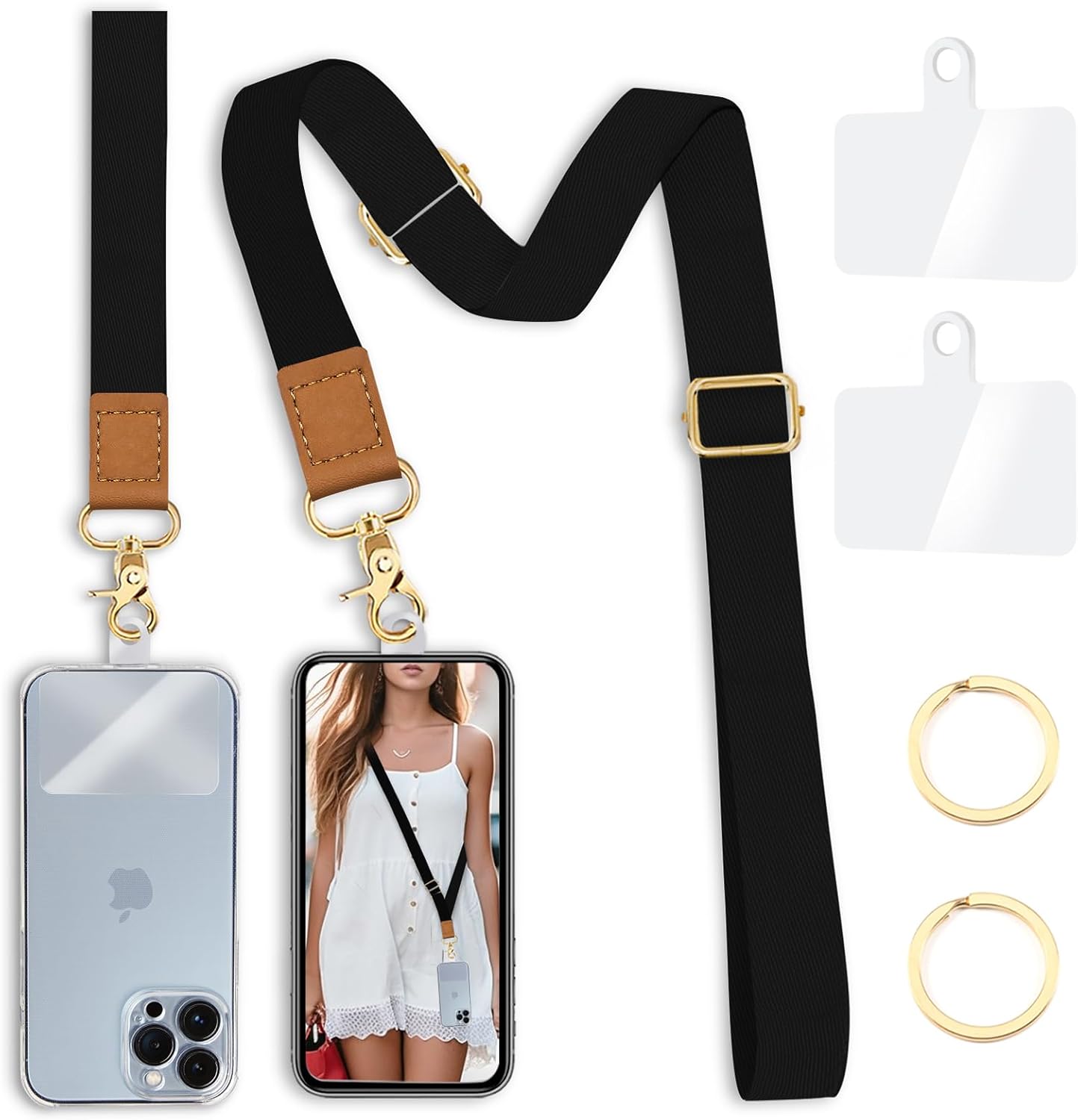 Amazon.com: Yonlevres Phone Lanyard Crossbody Wrist Strap, Black Cell ...