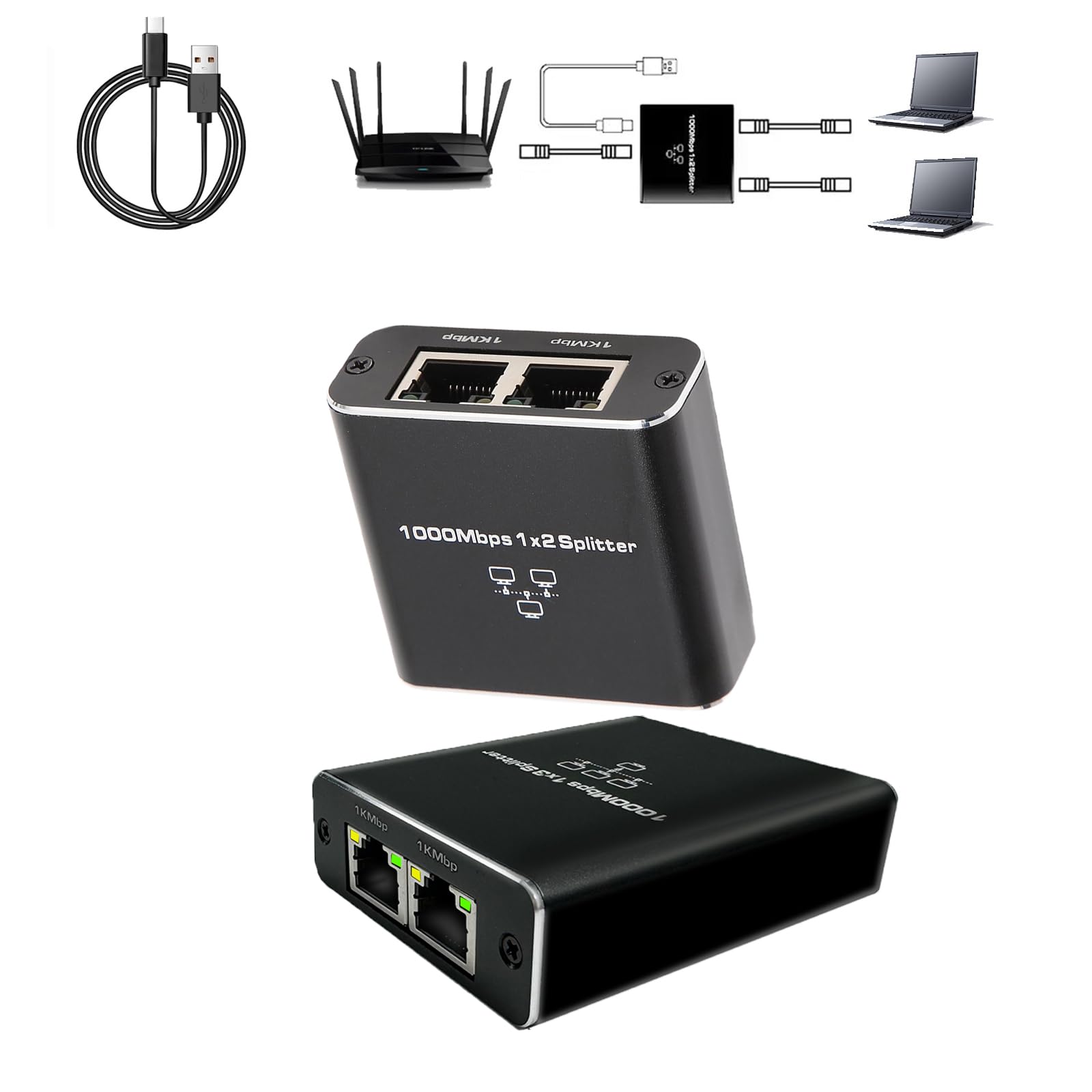 Amazon.com: Pushua Ethernet Splitter High Speed 1 to 2/3, Gigabit ...