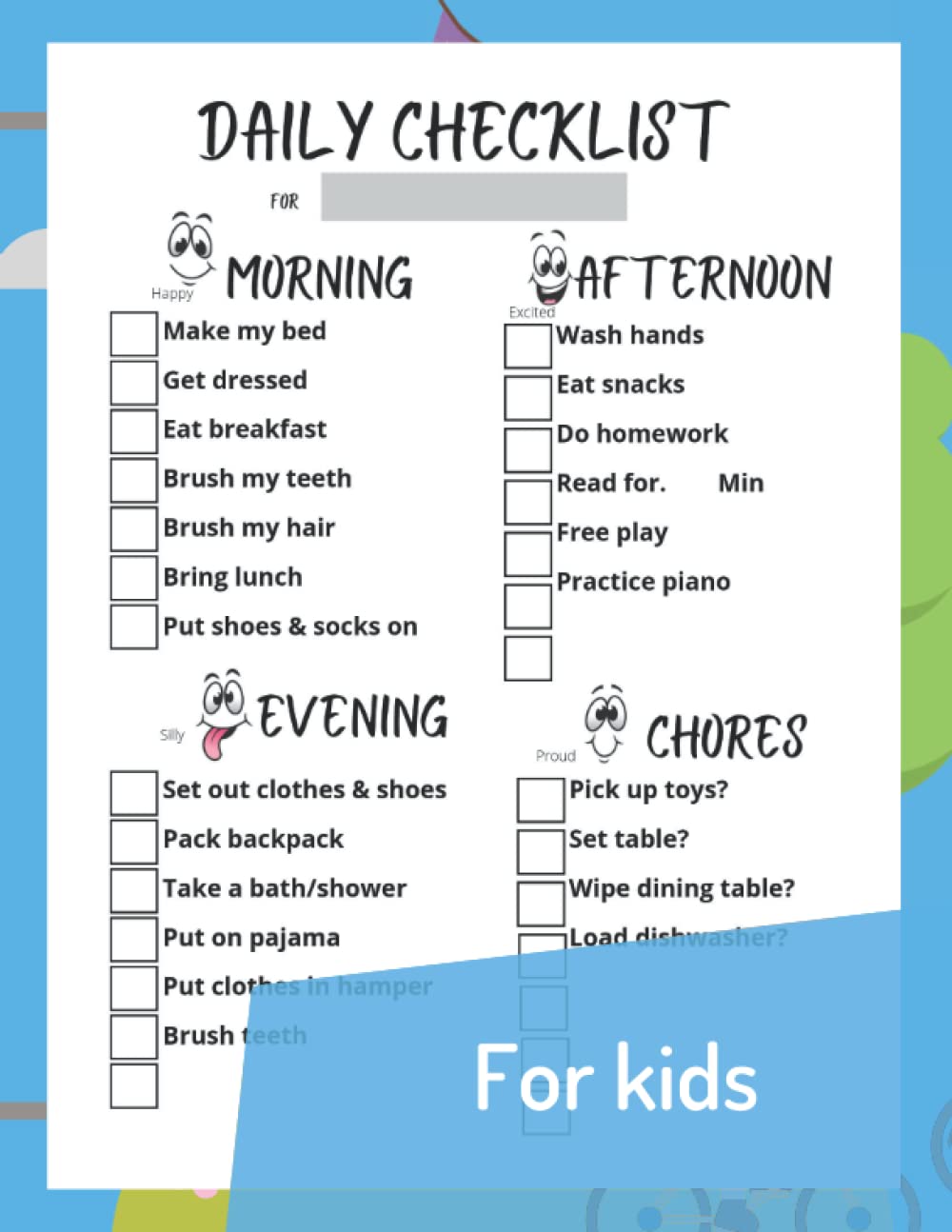 Daily Checklist for Kids: Daily Routine Chart for Kids, Afternoon ...