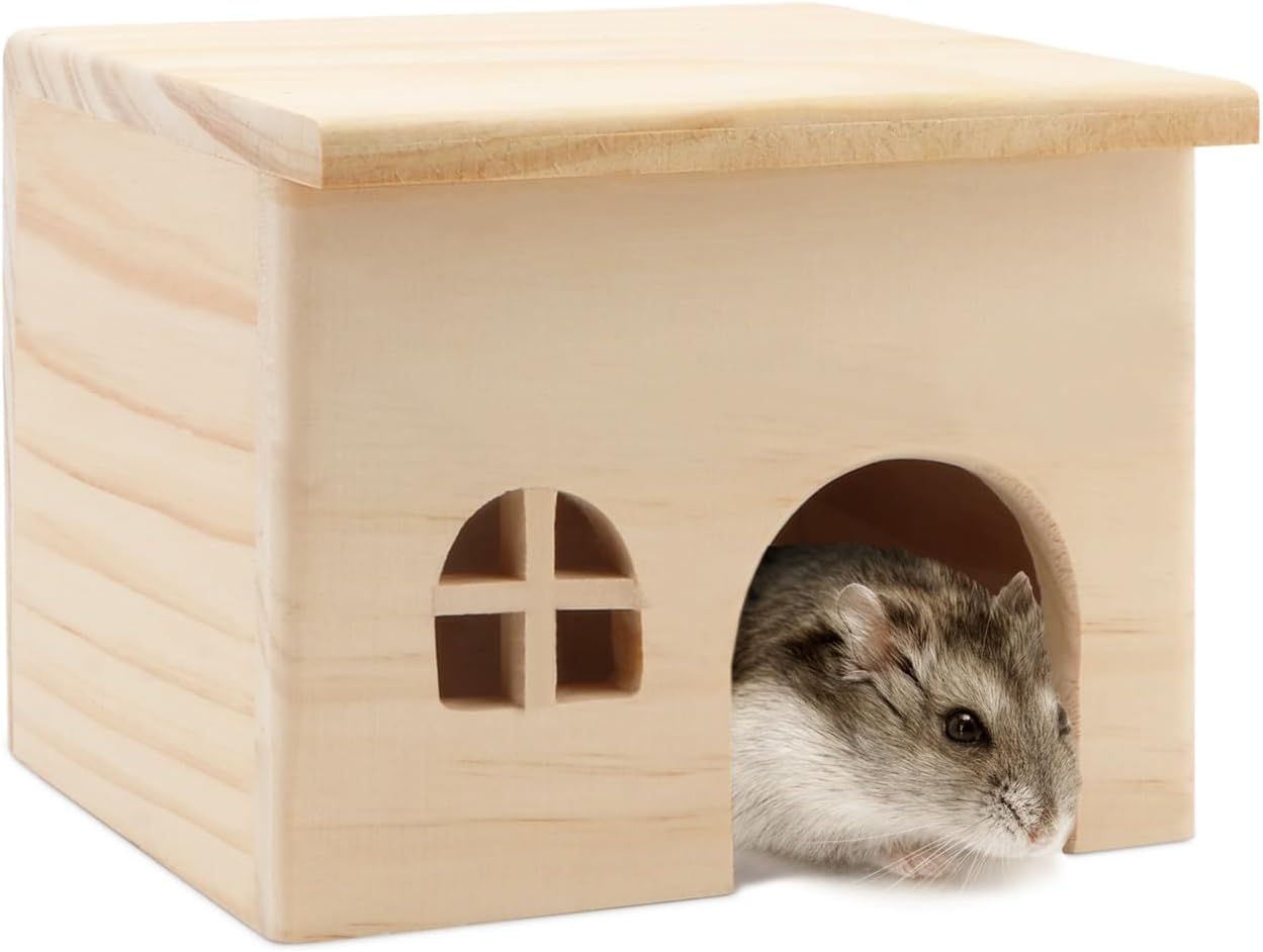 Amazon.com : Hamster Wooden House Small Animals Hideout Home for Rat ...